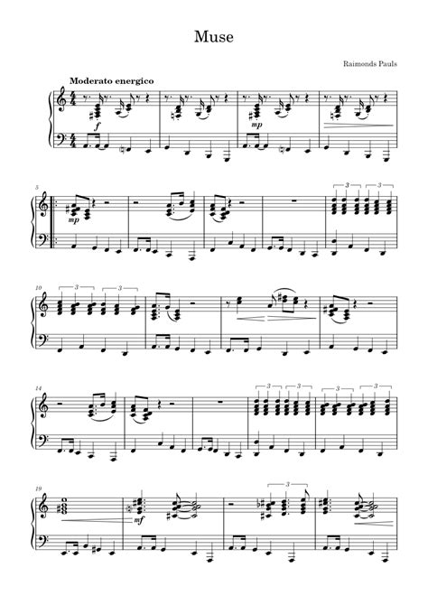 Muse Муза Raimonds Pauls Sheet Music For Piano Solo