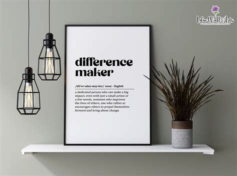 Difference Maker Definition Print Dictionary Art Mentor Gift Typography Print Definition Print