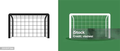 축구 골 아이콘 단순 그래픽 기호 상징 일러스트 레이 션 세트 흑인 흰색 축구 골 포스트 그림 문자 녹색 배경에 고립 이미지 클립 아트 Championship에 대한 스톡