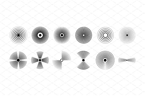 Black Sonar Wave Collection Signal Vector Graphics ~ Creative Market