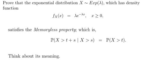 Solved Prove that the exponential distribution XExp λ Chegg com
