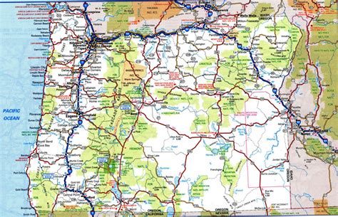 Oregon Road Map With Distances Between Cities Free Printable Oregon