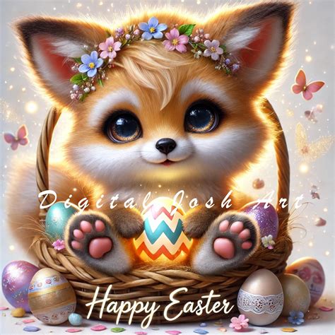 10 Jpeg Cute Easter Fox Clipart Bundle Spring Woodland Designs