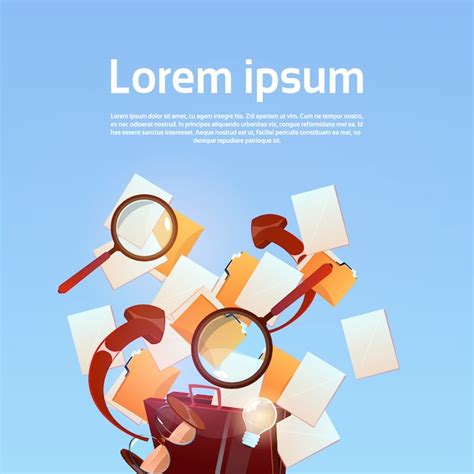 Premium Vector Paper Document Search Magnifying Glass Paperwork Business Concept