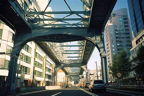 거리를 운전하는 자동차가 있는 도시 거리 건축물 교통 다리 배경 일러스트 및 사진 무료 다운로드 Pngtree