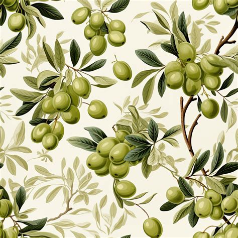 Green Olives Garden Pattern 4 Fabric