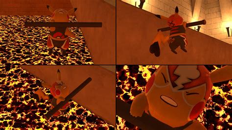 Pikachu Libre Hanging On Pipe Over Lava By Hang In Peril On Deviantart