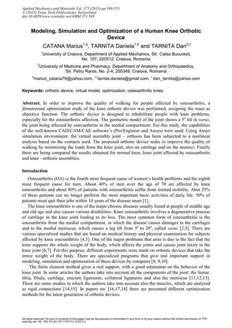 Pdf Modeling Simulation And Optimization Of A Human Knee Orthotic Device