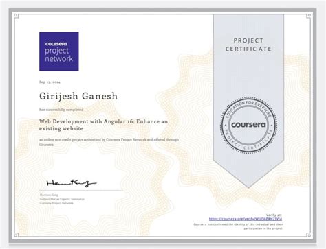 girijesh ganesh on linkedin angular 16 project certificate