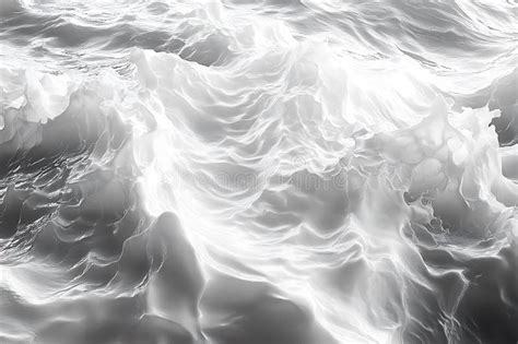 Abstract Wave Pattern In Black And White Resembling Ocean Surface Or Liquid Forms Stock