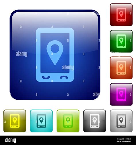 Mobile Navigation Icons In Rounded Square Color Glossy Button Set Stock Vector Image And Art Alamy
