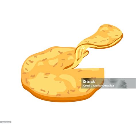 전통적인 오세티안 파이 또는 그루지야어 밍렐리안 카차푸리 피자 치즈 버터 감자로 채워진 구운 빵 흰색 배경에 격리된 플랫 벡터