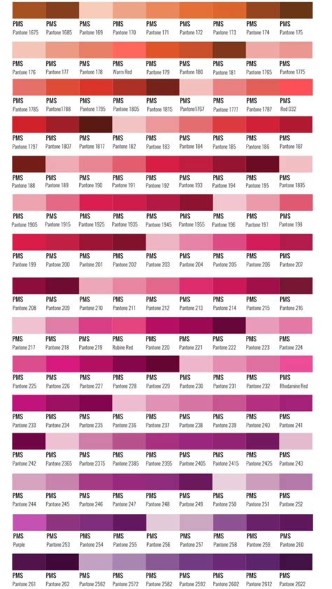 Pms Color Chart Red
