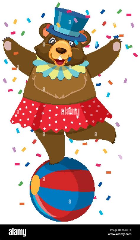 Single Character Of Circus Bear On White Background Illustration Stock