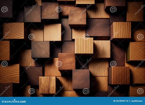 Wooden Cube Blocks Pattern Background Generative Ai Stock Illustration