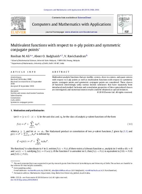 Pdf Multivalent Functions With Respect To N Ply Points And Symmetric Conjugate Points