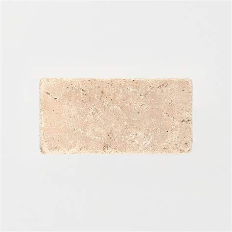Ivory Tumbled Subway Travertine Tiles 3x6