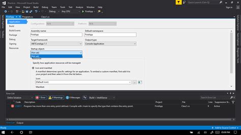 C No StartUp Object In Visual Studio 2017 Stack Overflow