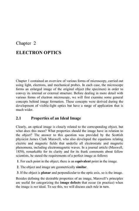 Introduction To Electron Optics Lecture Notes Physics Docsity