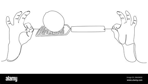 One Continuous Line Of Two Hand Holding A String With Lemon And Grater Thin Line Illustration