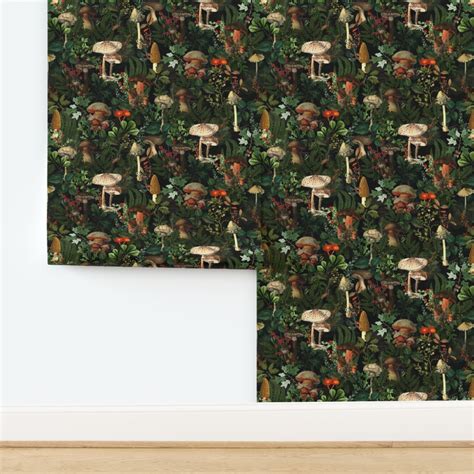 Mushroom Dance Nostalgic Forest Wallpaper Spoonflower