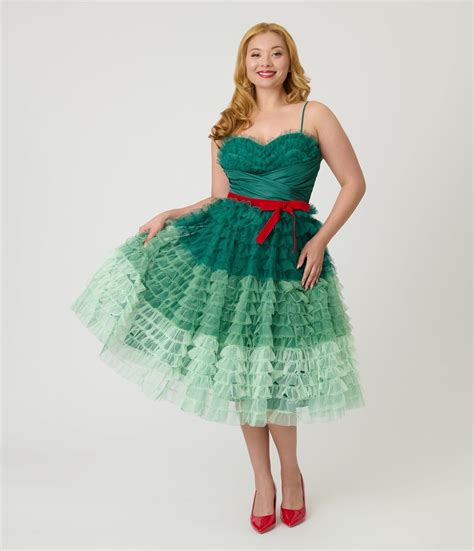 Unique Vintage Green Ombre Tulle Cupcake Swing Dress Borderfree