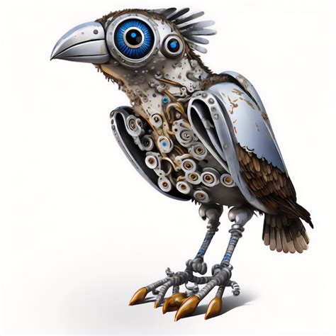 Premium Photo Striking Robot Bird Illustration With A Touch Of White