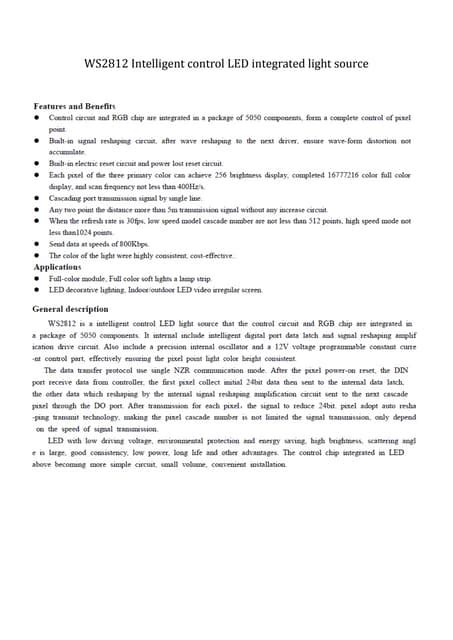 Ws2812 Smart Led Datasheet Pdf Computer Peripherals Computing