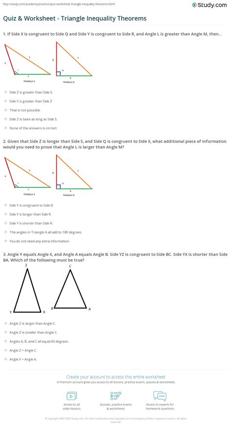 triangle inequality theorem worksheet
