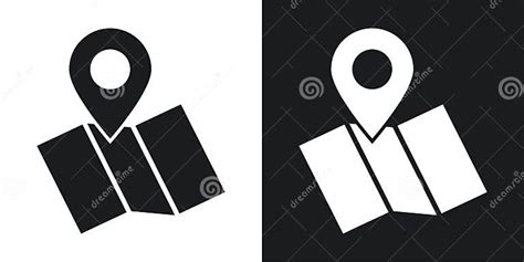 Map Icon Set Gps Navigation Map With Pin Vector Symbol In Black Filled And Outlined Style Stock