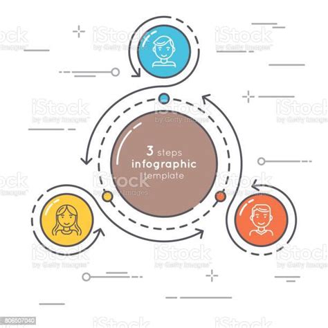 평면 스타일 3 단계 원형 Infographic 템플릿입니다 얇은 선 비즈니스 프레 젠 테이 션 개념 3에 대한 스톡 벡터 아트 및 기타 이미지 Istock