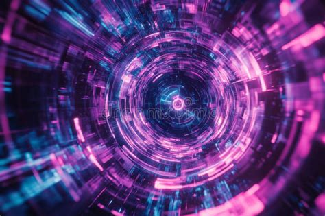 A Swirling Mass Of Neon Lit Cybernetic Fractals Forming An Abstract Ai