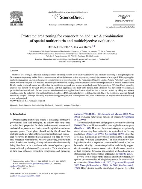 Pdf Protected Area Zoning For Conservation And Use A Gis Based