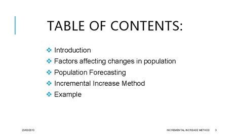 Population Forecasting Incremental Increase Method 23032013 Incremental Increase