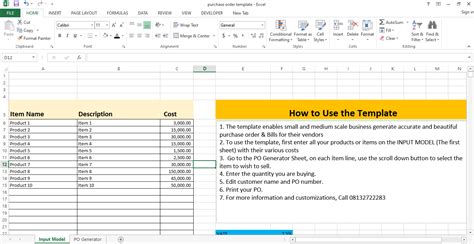 Excel Template For Generating Purchase Orders And Requisitions Softwarehub Ng