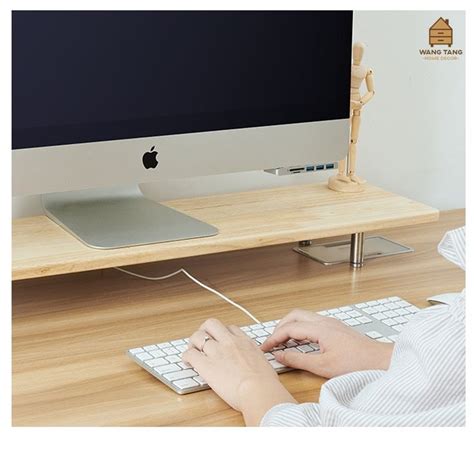 ชั้นวางจอคอมพิวเตอร์ ชั้นวางจอมอนิเตอร์ ไม้พารา ไม้จริง ขาอัลลอย รุ่น Toshi สไตลล์ Minimal