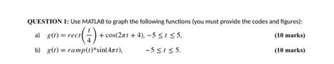 Solved QUESTION Use MATLAB To Graph The Following Chegg Com