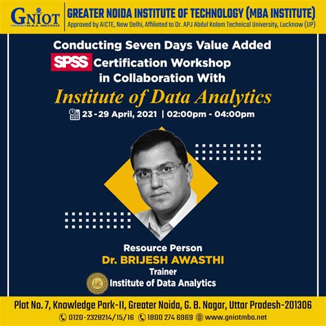 Spss Certification Workshop Gniot Campus Greater Noida