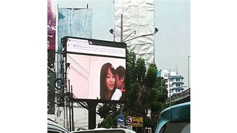 A Large Outdoor TV Screen Displayed What Appeared To Be A Japanese Adult Movie In South Jakarta