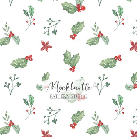 Holly Seamless Pattern Christmas Seamless Pattern Holly Surface