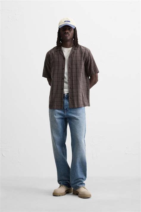 Chemise Avec Structure À Carreaux Marron Zara Belgique Belgium