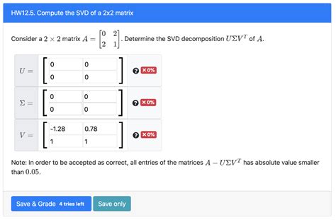 Solved Hw12 5 Compute The Svd Of A 2x2 Matrix Consider A 2