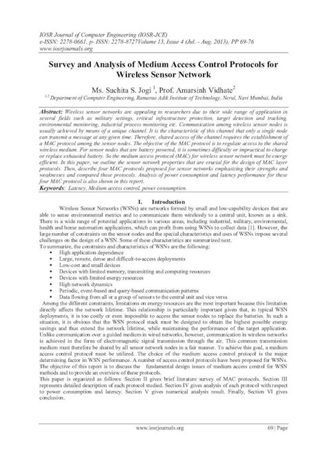 Pdf Survey And Analysis Of Medium Access Control Protocols For
