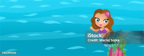 만화 바다와 인어 수중 왕국 수영 다이빙 일러스트 어린이 공주에 대한 스톡 벡터 아트 및 기타 이미지 공주 다중 색상