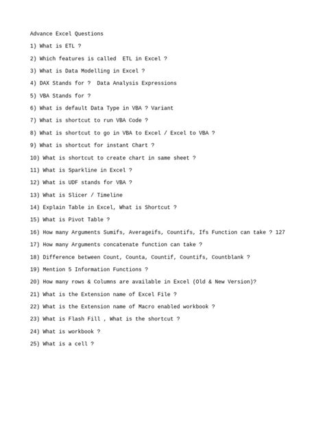 Advance Excel Questions Pdf Advance Excel Questions Pdf