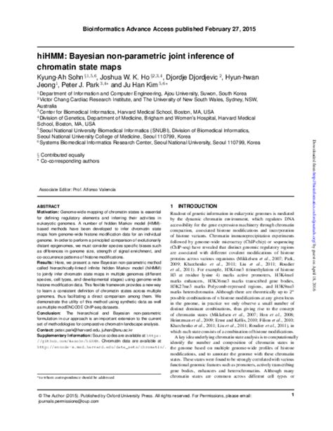 Pdf Hihmm Bayesian Non Parametric Joint Inference Of Chromatin State
