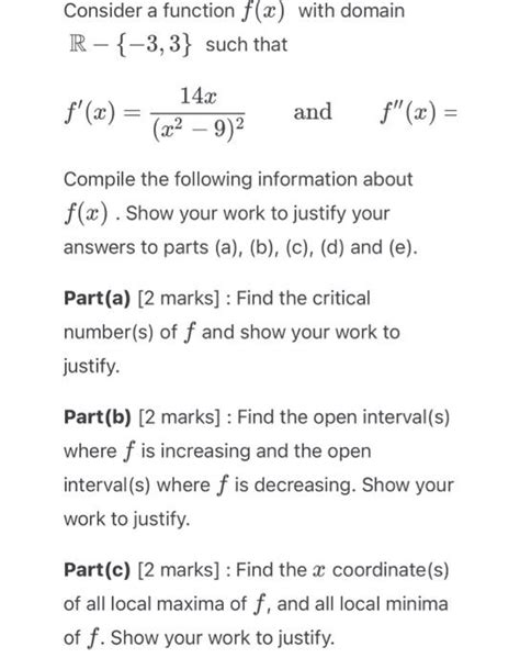 solved consider a function f x with domain r−{−3 3} such