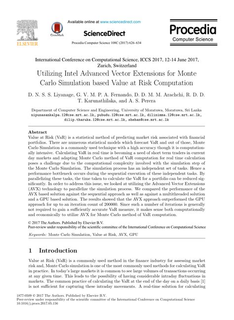 pdf utilizing intel advanced vector extensions for monte carlo