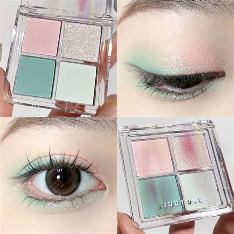 จานอายแชโดว์สี่สีสีส้ม58สีเขียวสีชมพูสีคอนทราสต์สำหรับฤดูร้อนเล่น