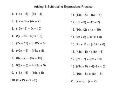 Subtracting Expressions Ppt Download